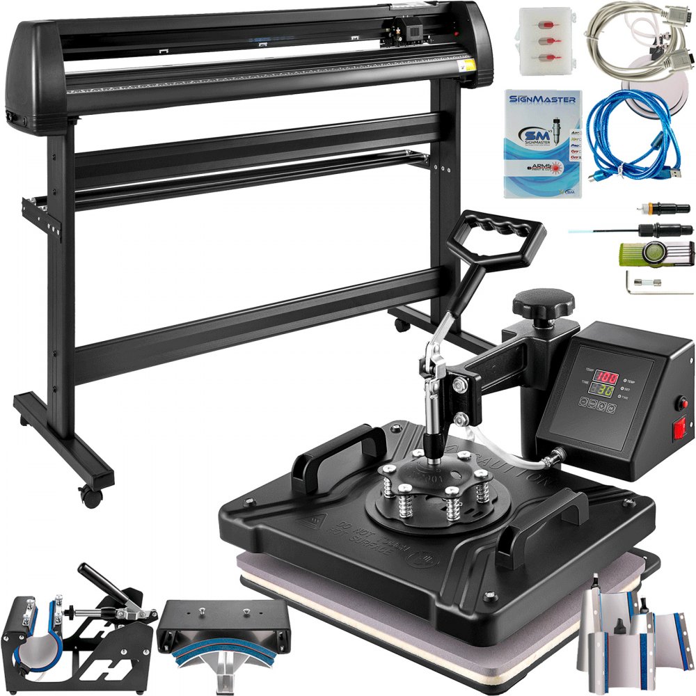 8 In 1 Heat Press 12"x15" Transfer Machine 53" Vinyl Cutter/plotter ...