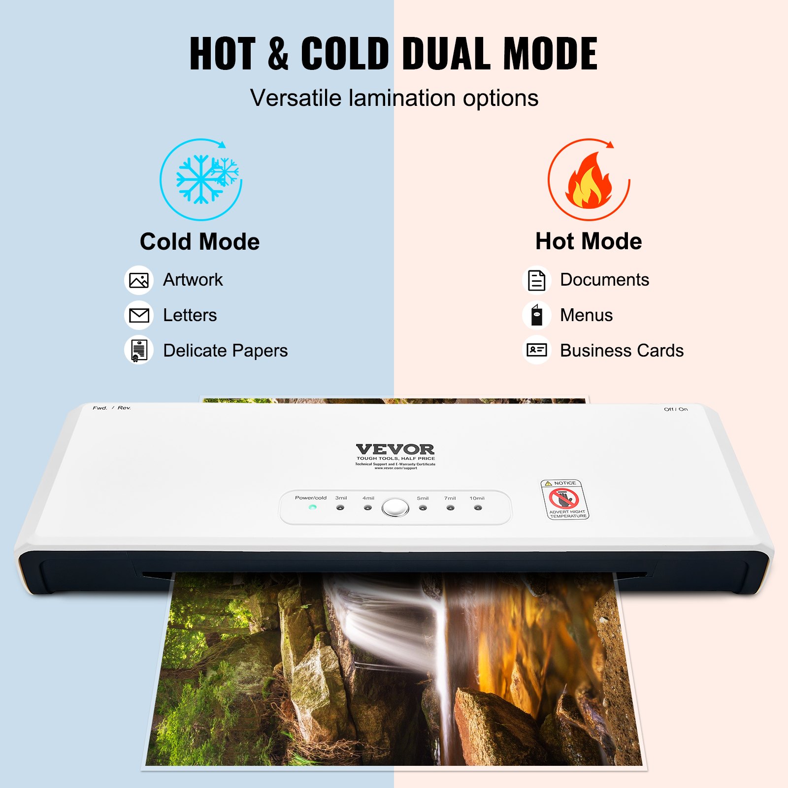 VEVOR Laminator, 13-inch Laminating Machine, 4 Rollers Hot and Cold ...