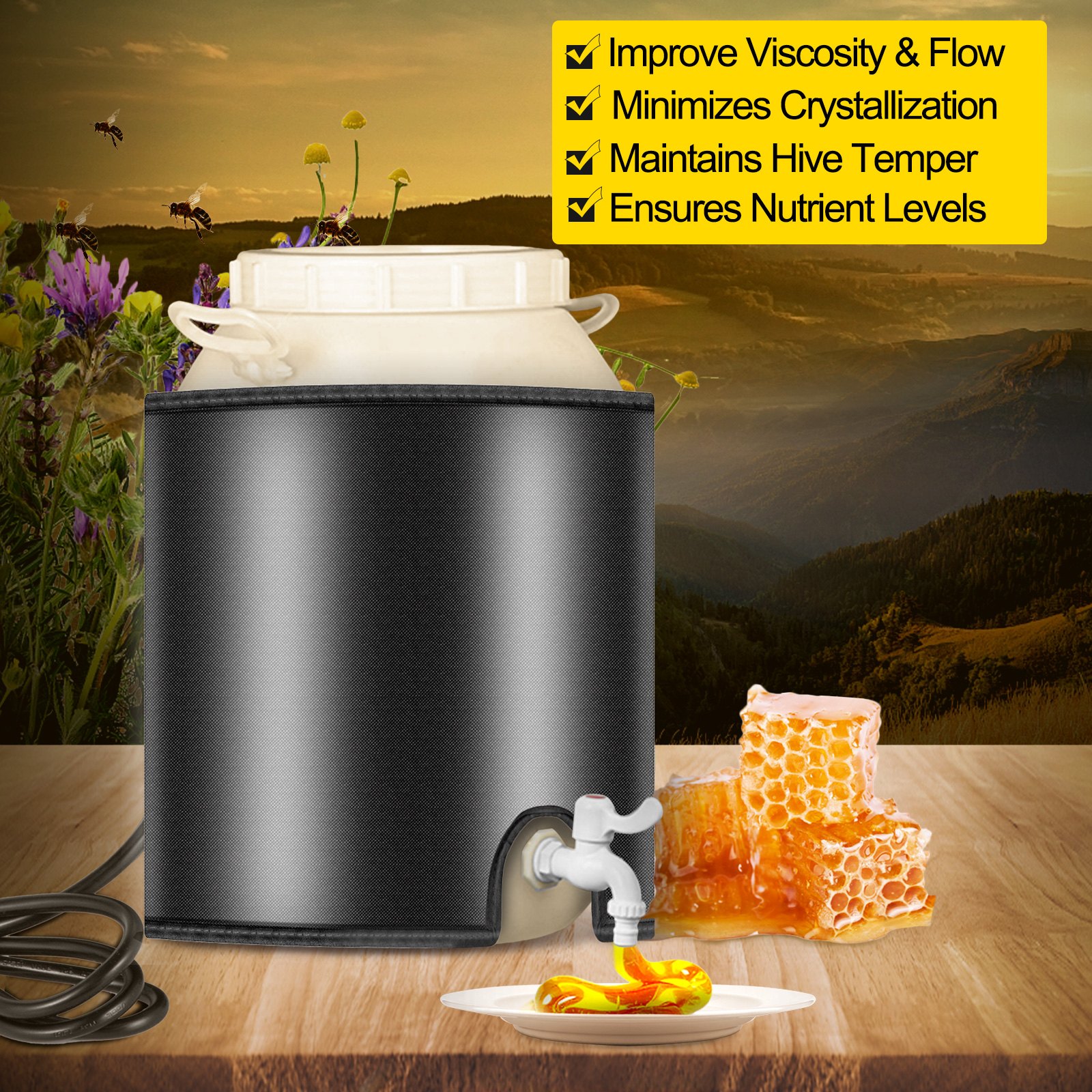 VEVOR Bee Blanket 5 Gal Barrel Heater, 110V Honey Bucket Heater ...