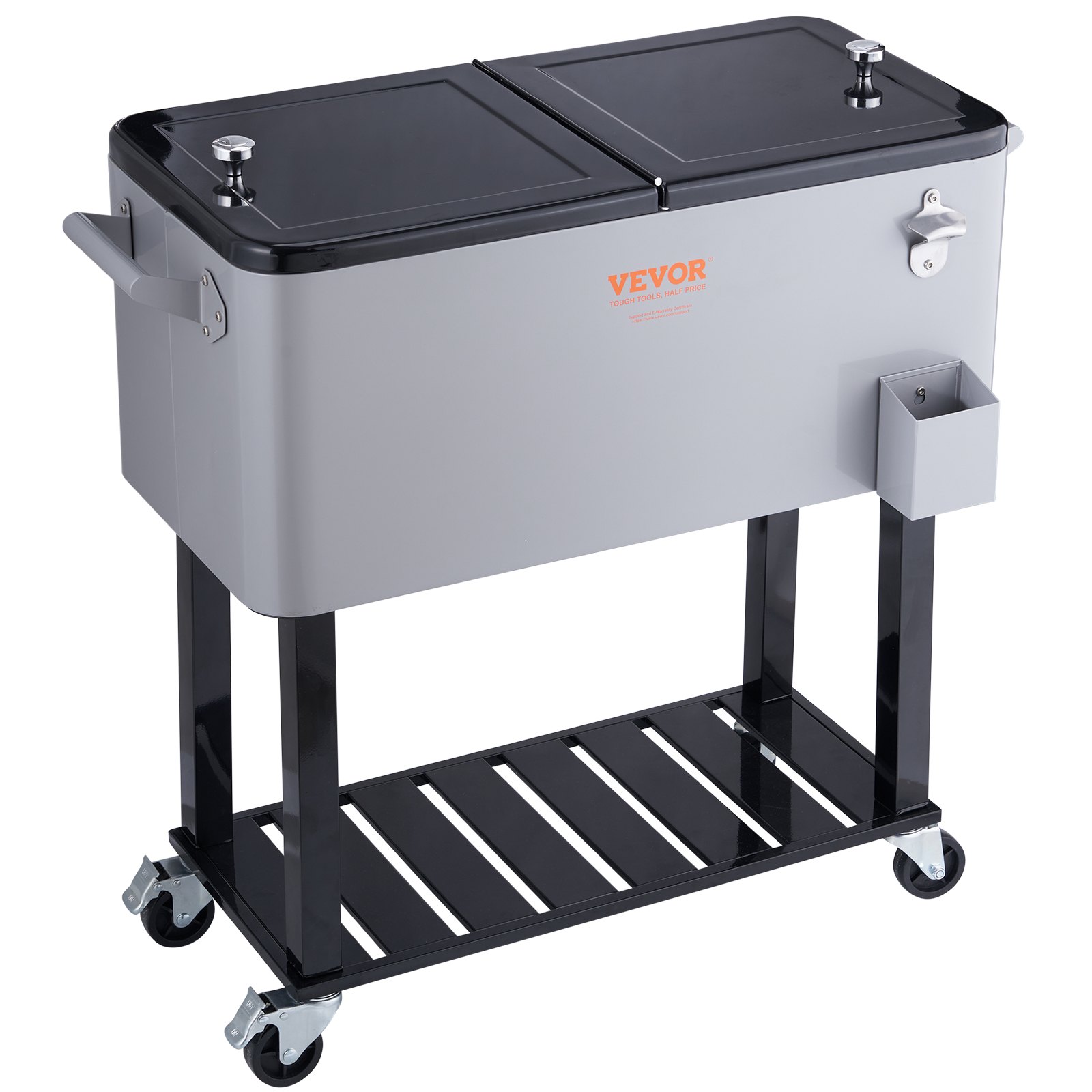 VEVOR Rolling Ice Chest Cooler Cart 80 Quart, Portable Bar Drink Cooler ...