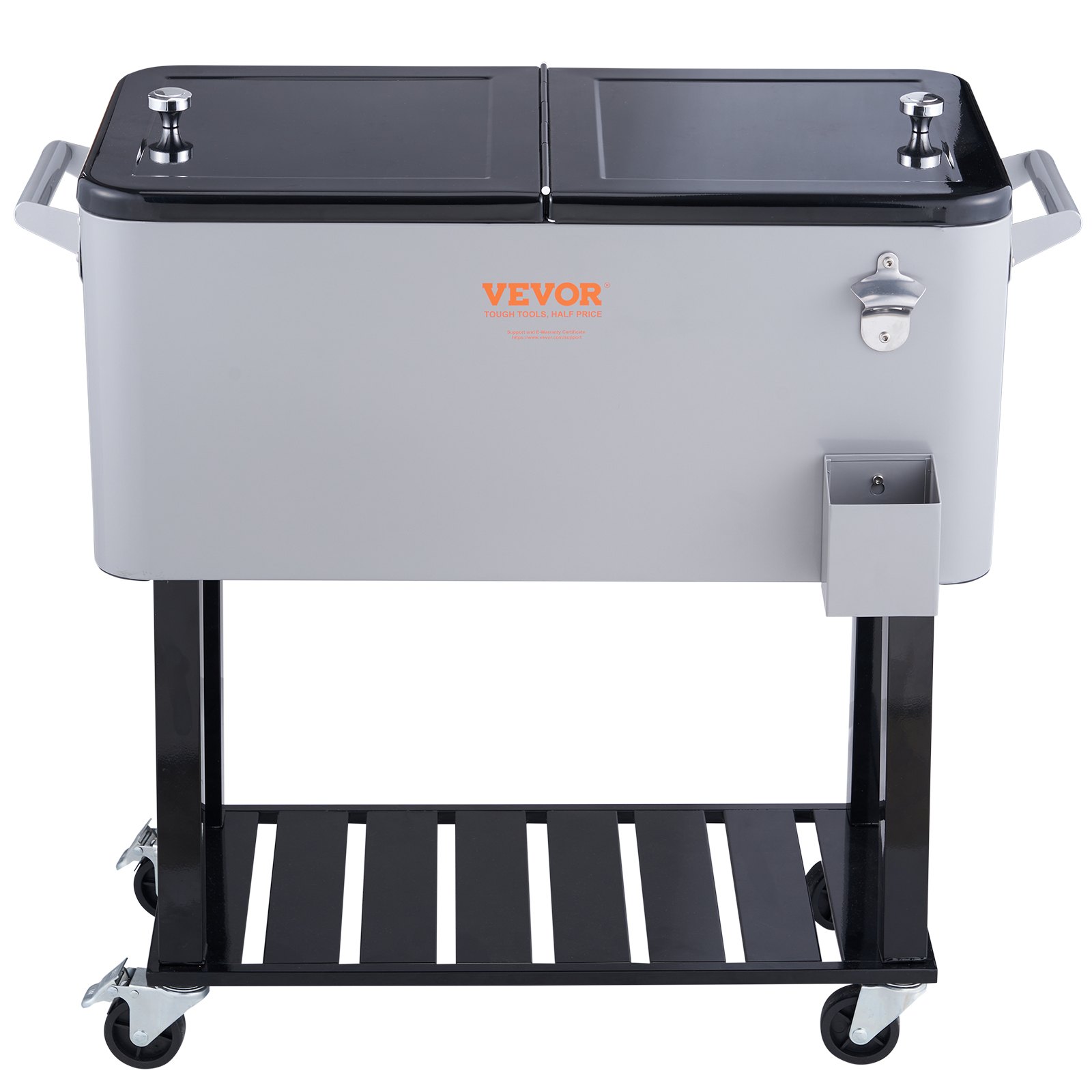 VEVOR Rolling Ice Chest Cooler Cart 80 Quart, Portable Bar Drink Cooler ...