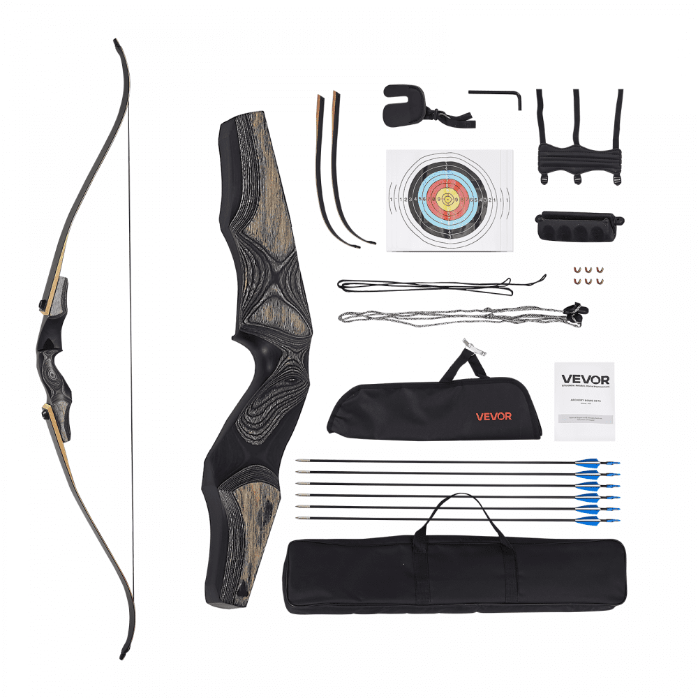 VEVOR Wooden Bow Set – 60 inch Recurve Bow, 30 lbs Capacity