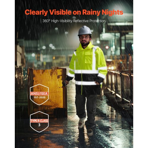 High Visibility Reflective Safety Jacket Waterproof Hoodie Yellow with ...