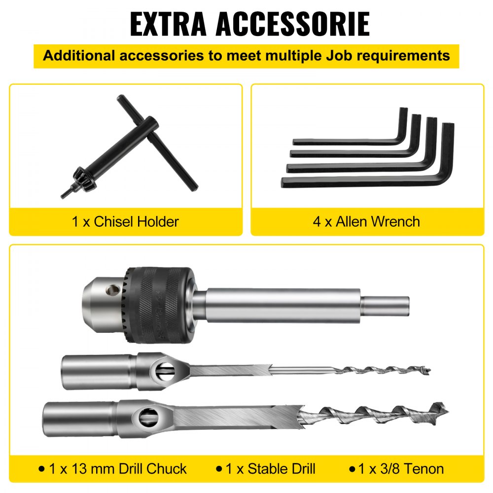 VEVOR Woodworking Mortise Machine, 3/4 HP 3400RPM Powermatic Mortiser ...