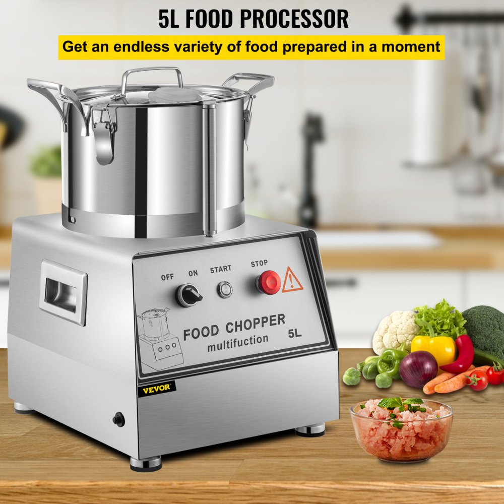 VEVOR 110V Commercial Food Processor 5L Capacity 550W Electric Food ...