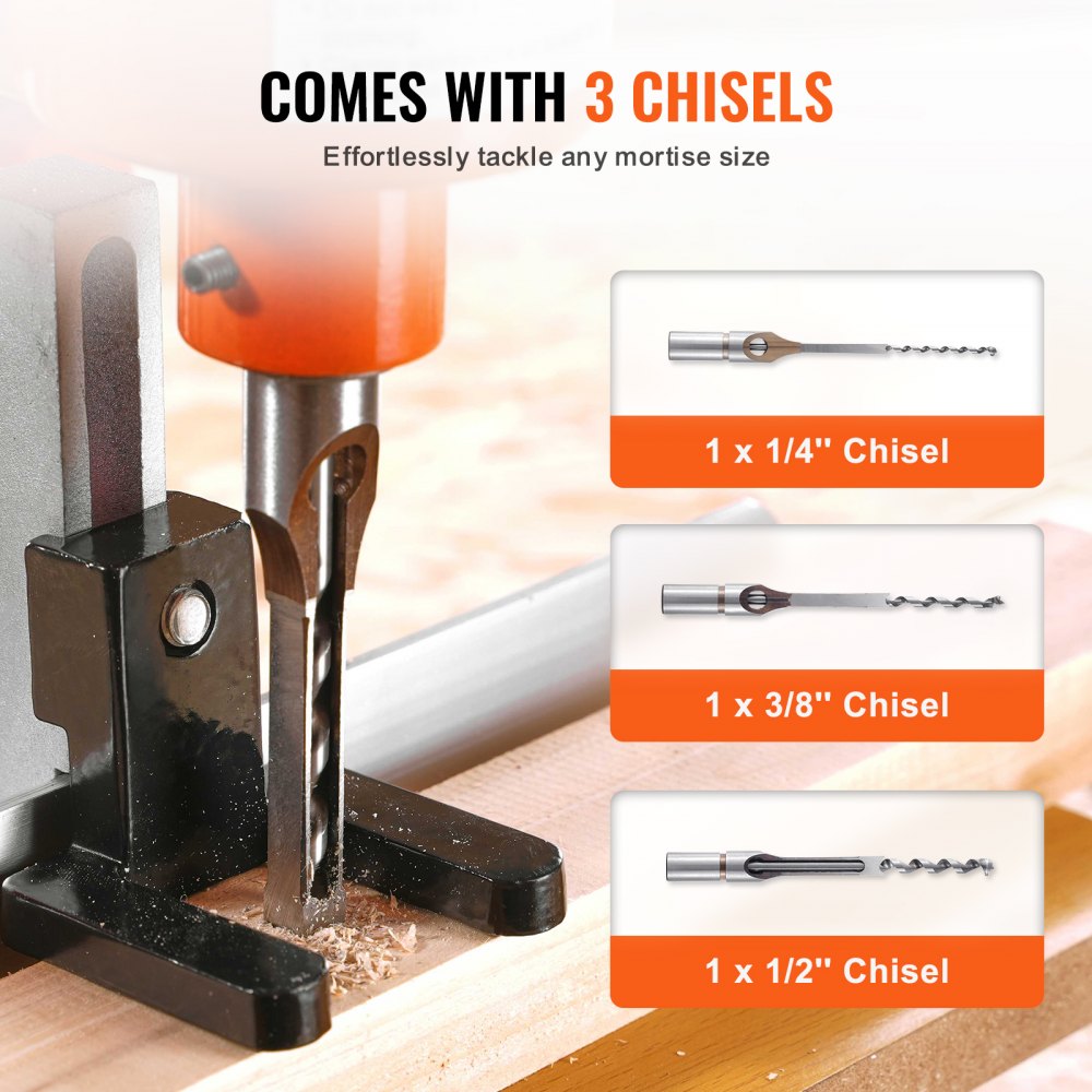 VEVOR Benchtop Mortise Machine, 370W, 1725 RPM Woodworking Mortising ...