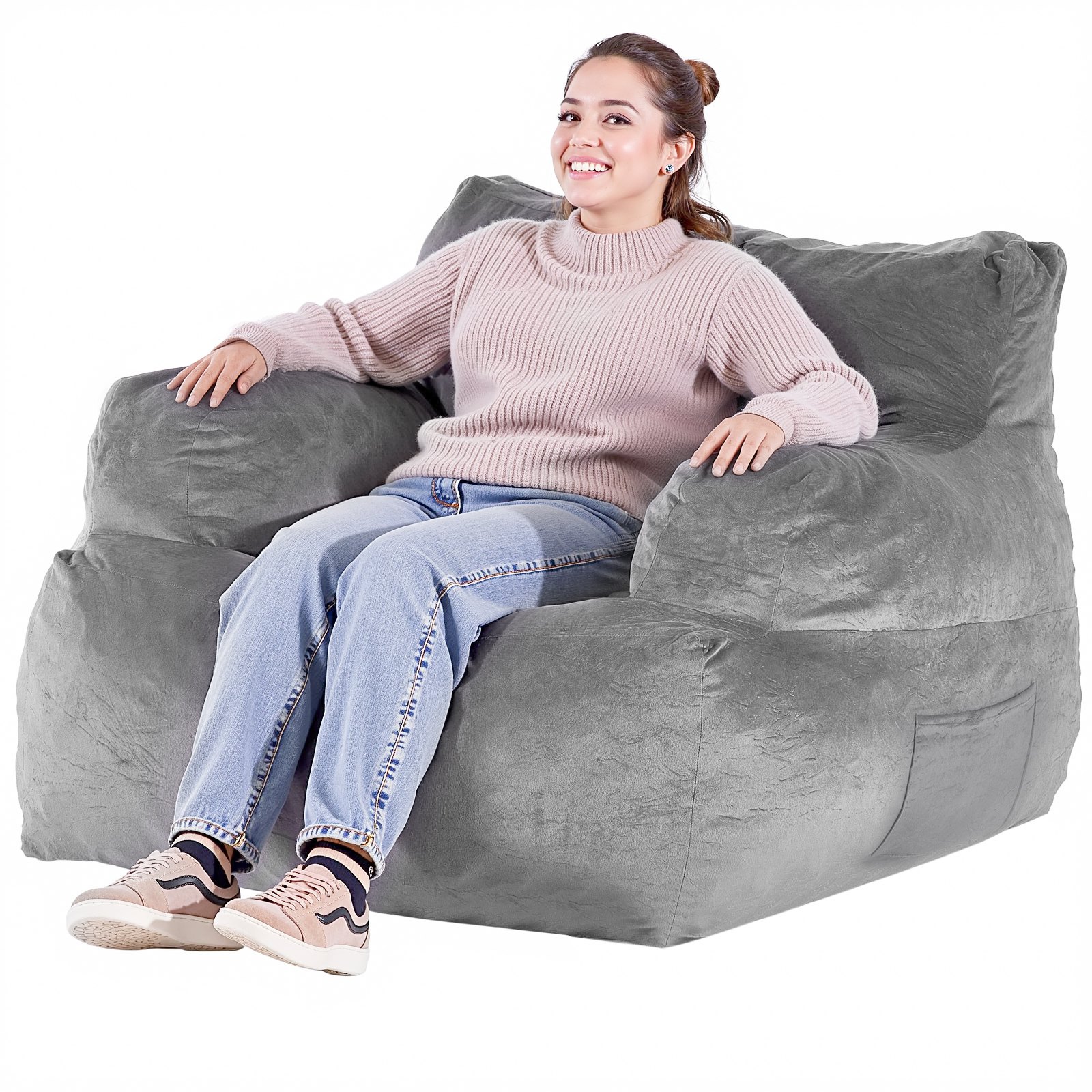 VEVOR Fluffy Bean Bag Chair —Plush Foam Sofa for Adults