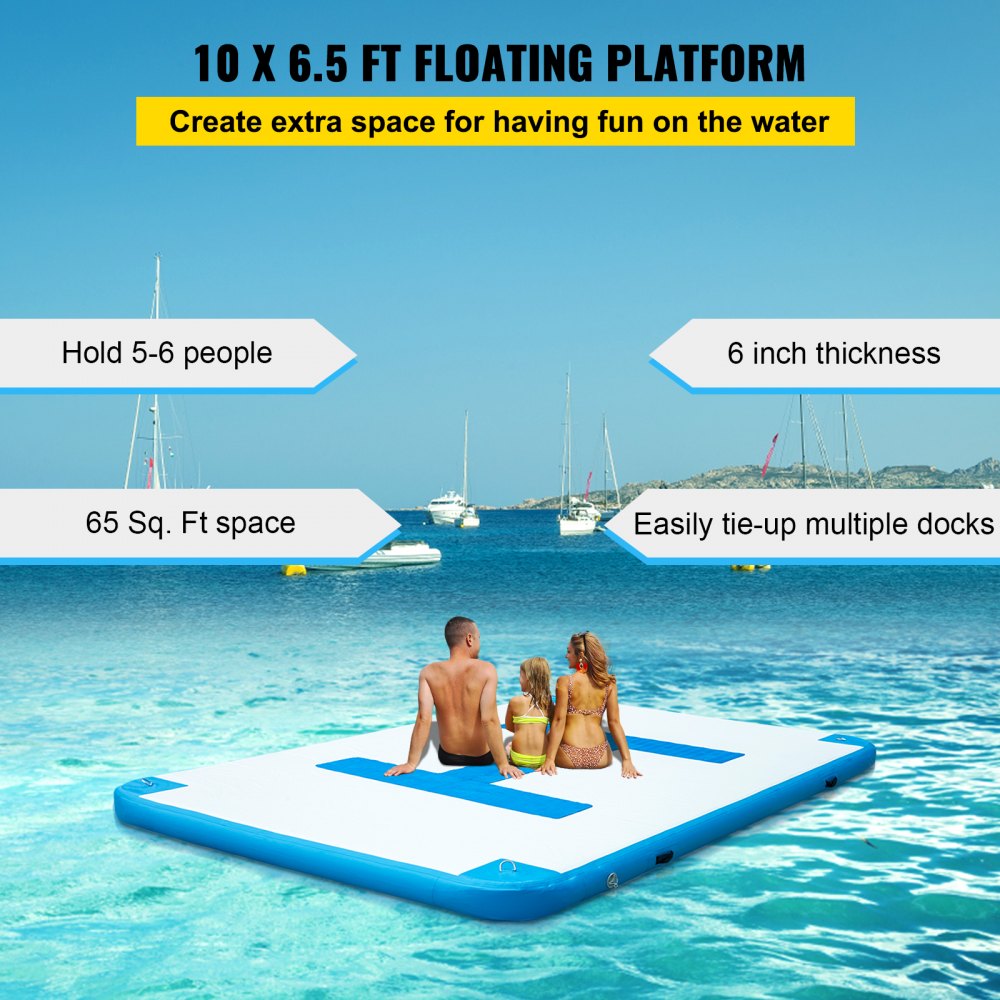 Inflatable Dock Platform Inflatable Floating Dock 10x6.5 ft w/ Electric ...