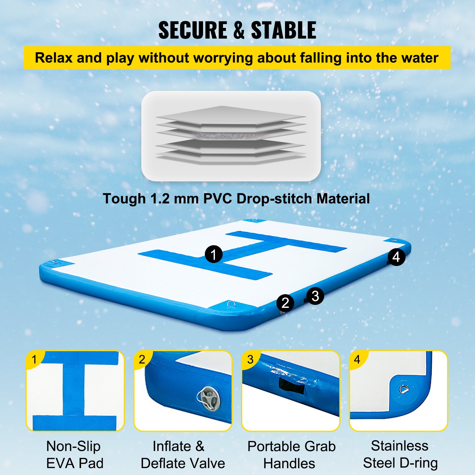 Inflatable Dock Platform Inflatable Floating Dock 10x6.5 ft w/ Electric ...