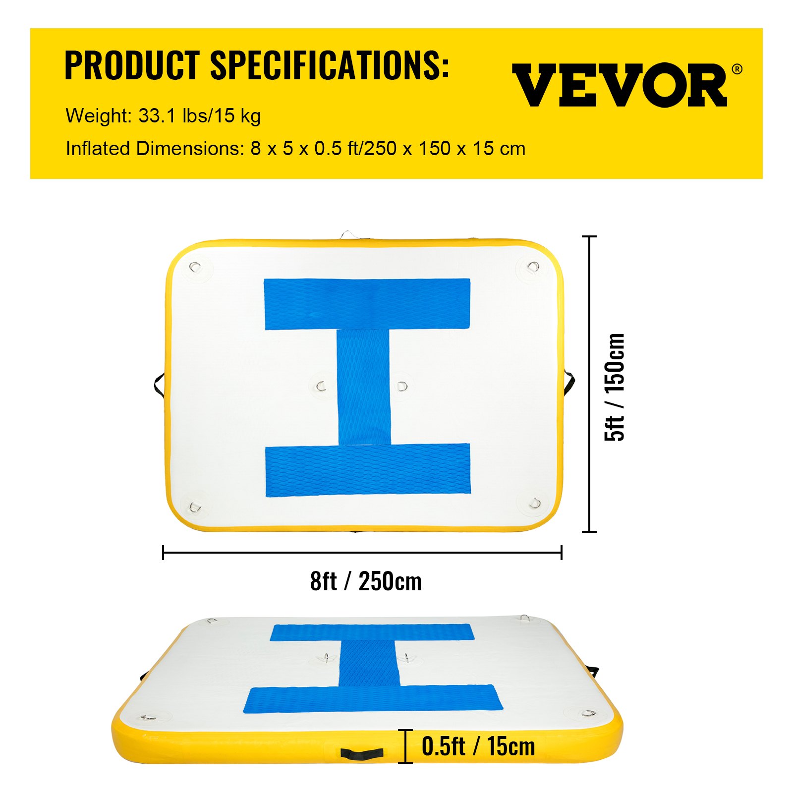 Inflatable Dock Platform, Inflatable Floating Dock 8x5 ft with Electric ...