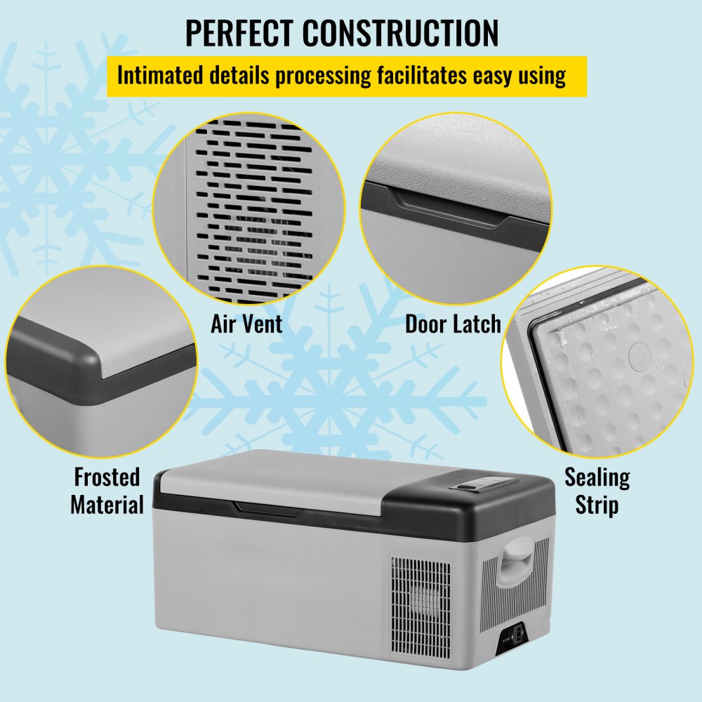 VEVOR 12 Volt Refrigerator 16 Qt, Portable Mini Car Fridge w/ -4℉-68 ...