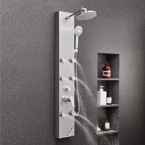 Shower Panel Tower System Stainless Steel Column Rainfall Head Massage Jet 3Mode | VEVOR US