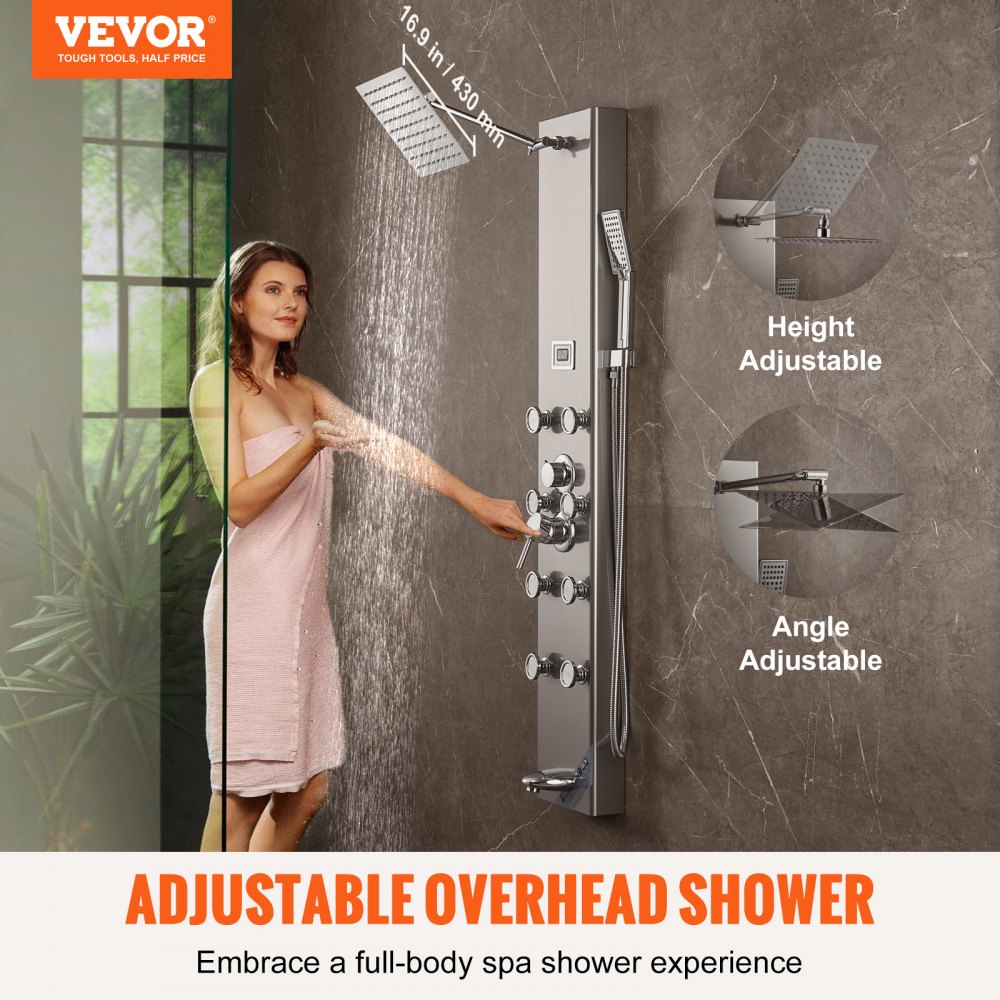 VEVOR Shower Panel System, 5 Shower Modes, Digital Display Shower Panel ...