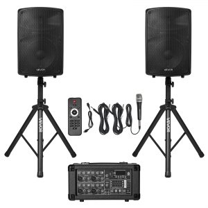 2 X 10 in Speakers PA System 800W Mixer Wireless Bluetooth Mic for DJ ...