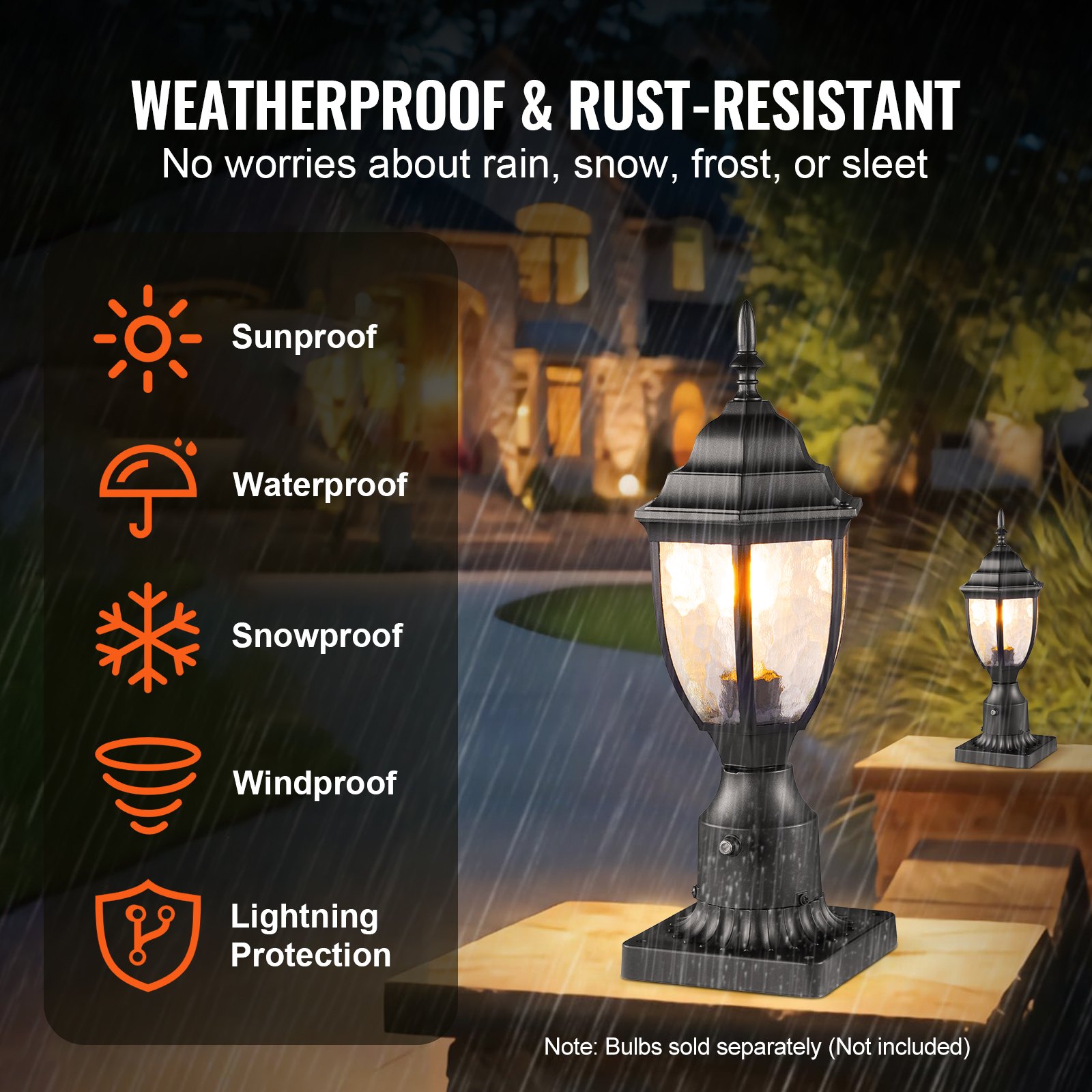 VEVOR 2 PCs Dusk to Dawn Outdoor Lamp Post Light Fixture 15.35in Pole ...