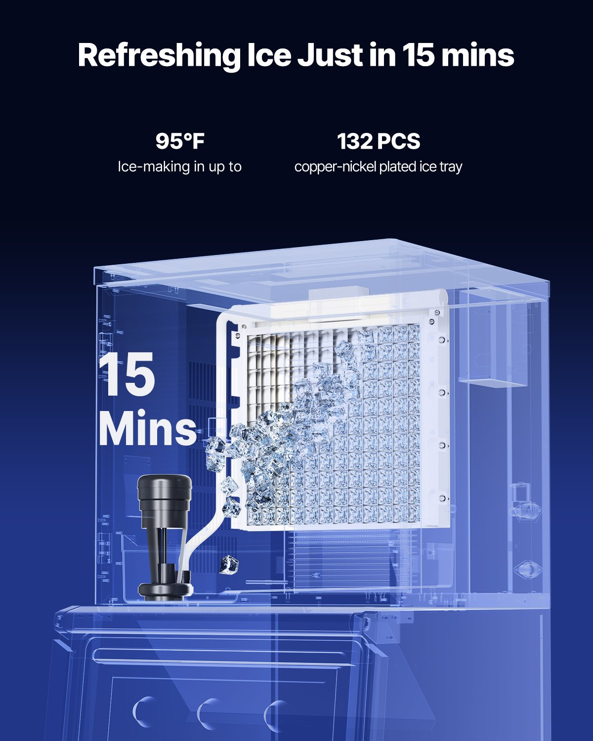 VEVOR Commercial Ice Maker 300 lbs/24 h Self-Cleaning Ice Machine ...