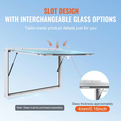 VEVOR Serving Hatch 60"x36", Aluminum Food Service Window with Awning ...