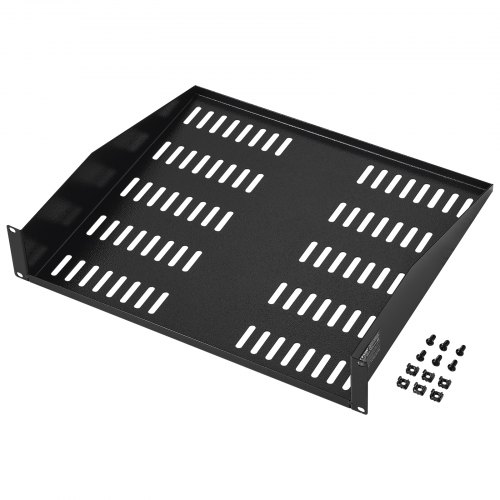 VEVOR 2U Server Rack Shelf 16"/406 mm Depth Vented Rack Mount Shelf ...