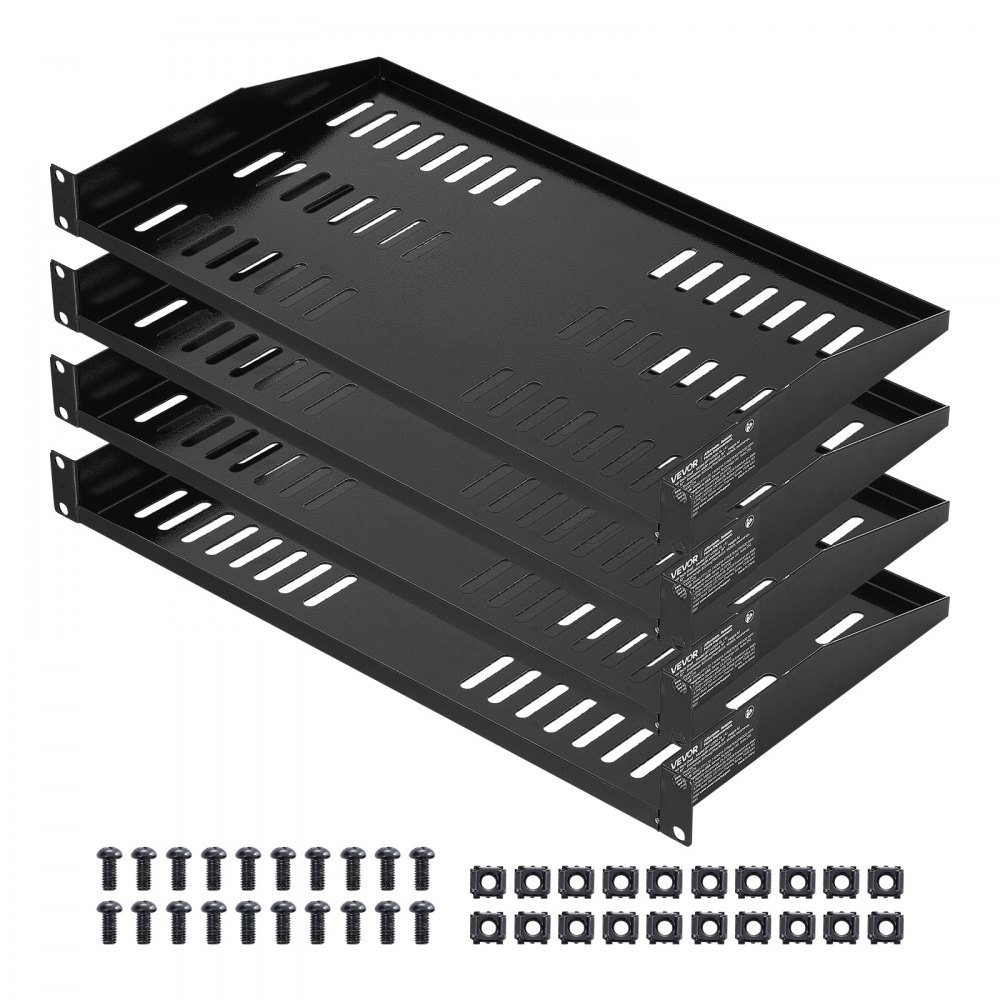 VEVOR 4 Post Server Rack Shelf – 4PCS, 1U, 50LBS, 10" Depth