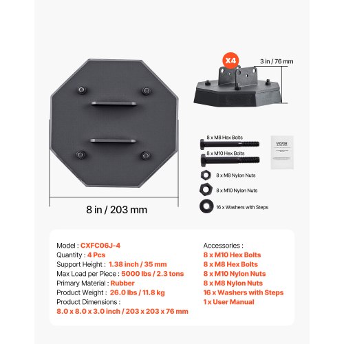 RV Leveling Pads 5000 lbs 4 Pcs Rubber Trailer Jack Pads Scissor Jack ...