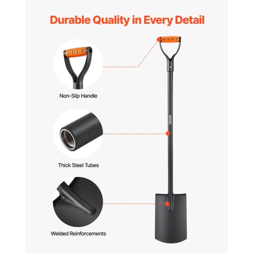 VEVOR Square Shovel Flat Shovel 48 in with D-Handle for Gardening ...