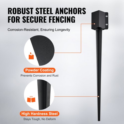VEVOR Fence Post Anchor Ground Spike, 8 Pack 36 x 4 x 4 Inches Outer ...