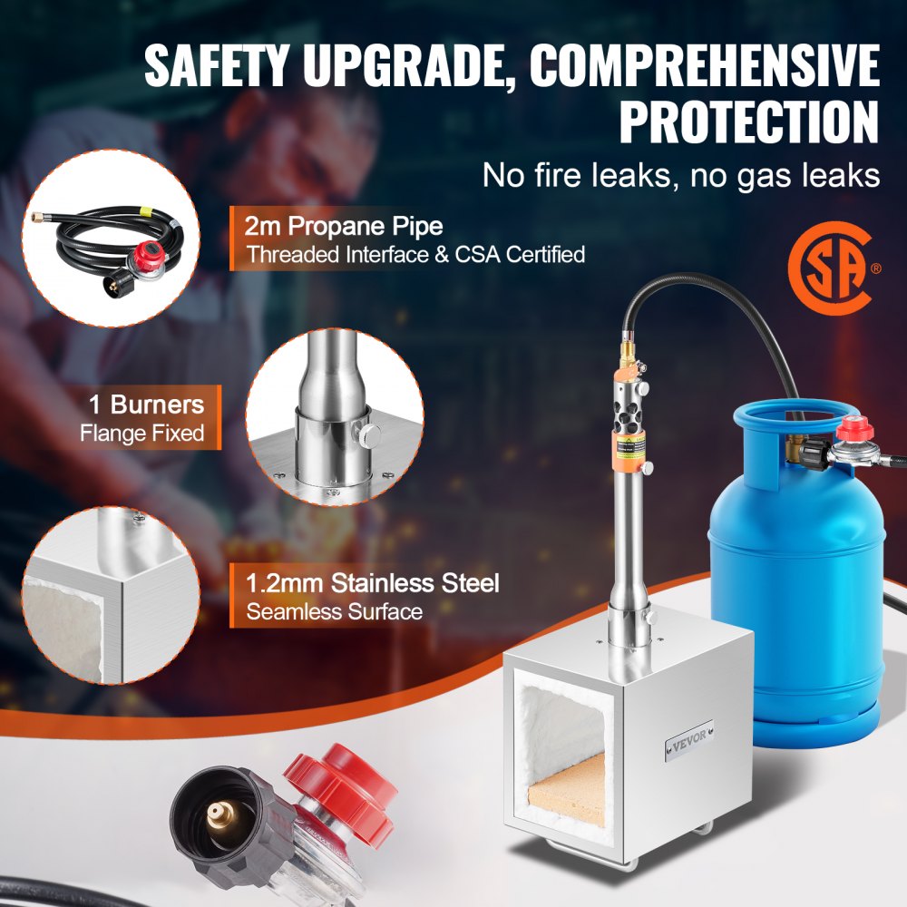 VEVOR Portable Propane Forge 1 Burner Farrier Forge 2600℉ Knife Metal ...