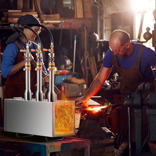 VEVOR Portable Propane Forge, 3 Burner Farrier Forge, 2600℉ Tool and ...