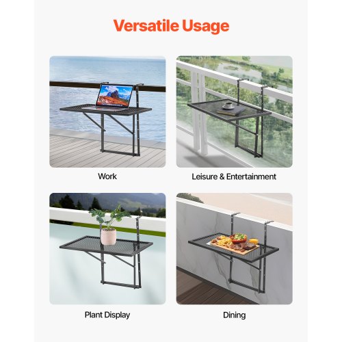 Balcony Hanging Table 19 x 24 in Outdoor Metal Patio Railing Table ...