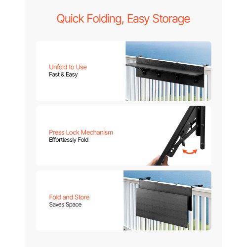 Balcony Hanging Table 12 x 48 in Outdoor Patio Railing Bar Table ...