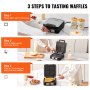 VEVOR Waffle Maker, 4 Slices per Batch, 1200W Square Waffle Iron, Non ...
