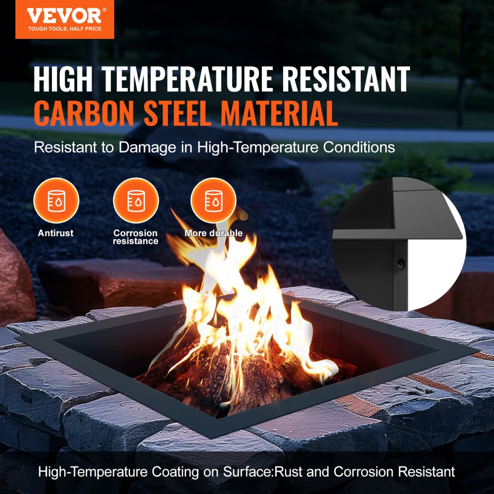 VEVOR Fire Pit Ring, 36x36 in Outer/30x30 in Inner Diameter, 10inch ...