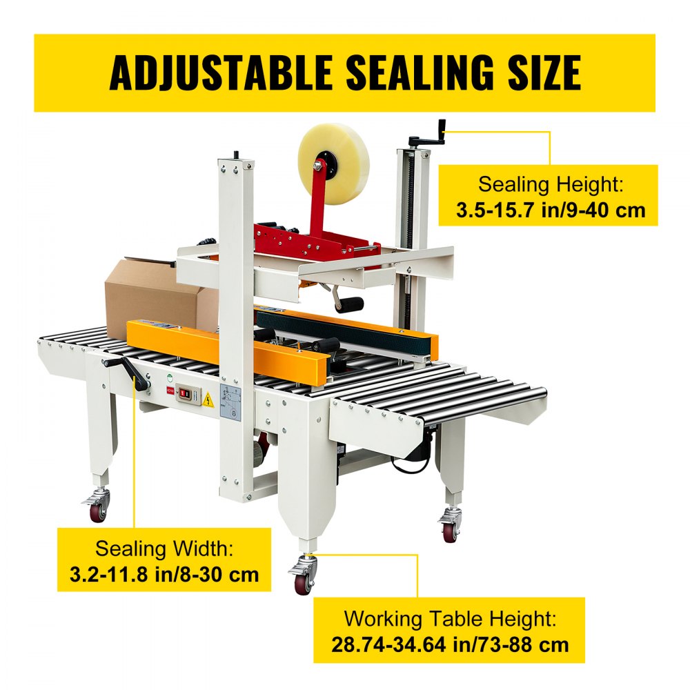 VEVOR Box Sealing Machine, 180W Case Sealer, Carton Sealer 0-18 m/min ...