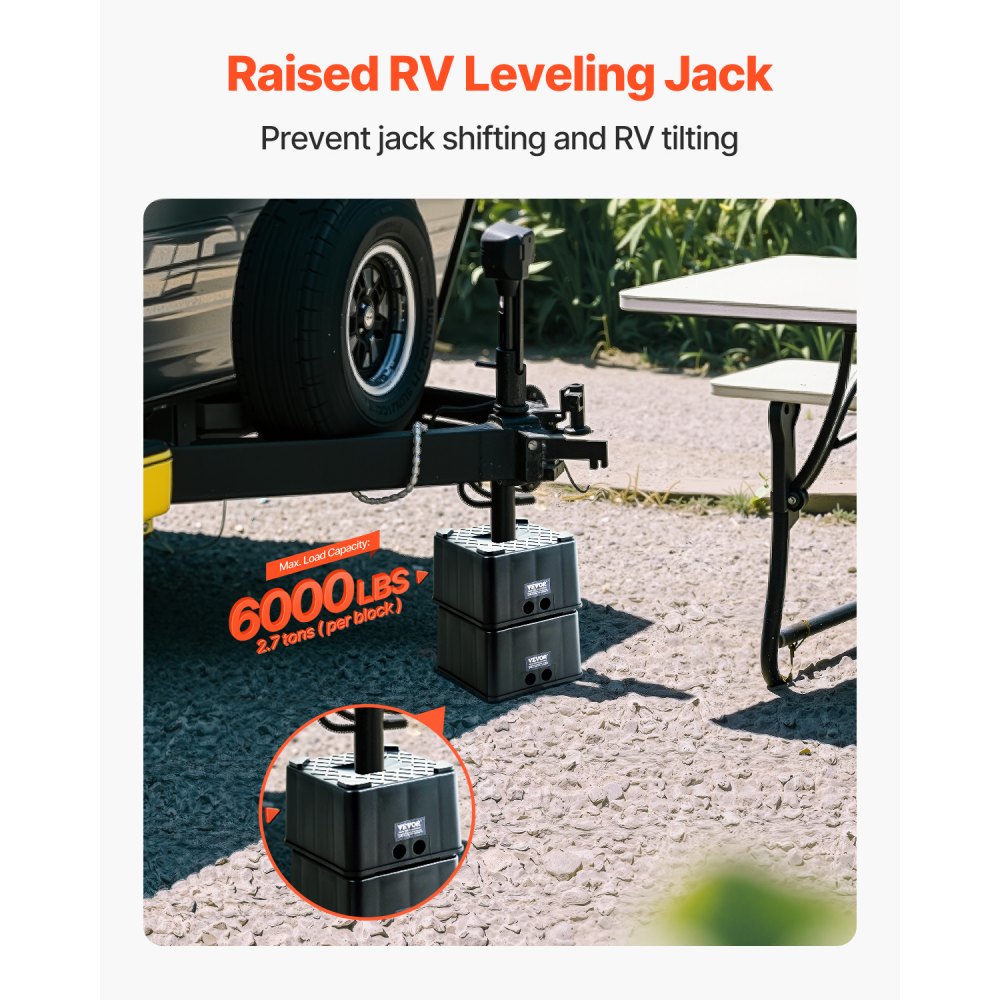 VEVOR Trailer Block Stand – 6" Heavy-Duty, 6000 lbs, 2 Pcs