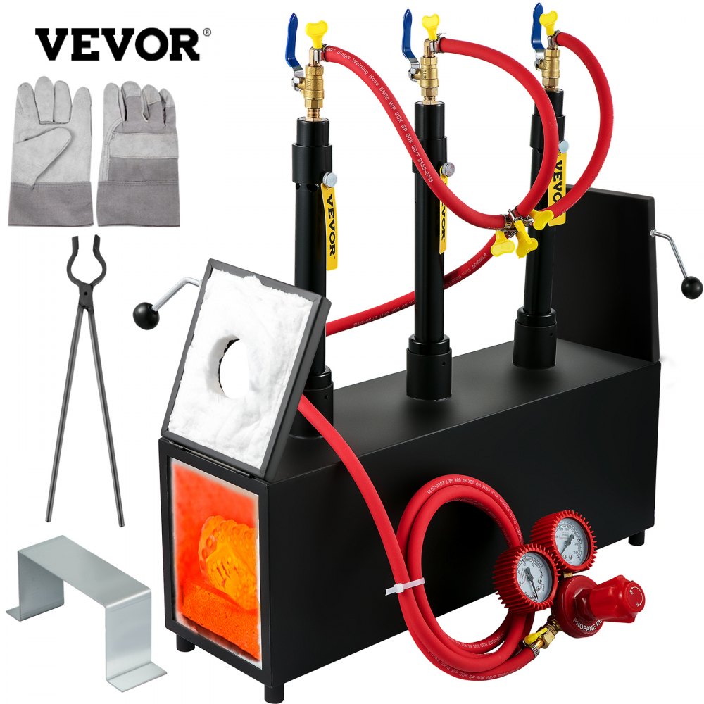 VEVOR Propane Knife Forge, Farrier Furnace with Three Burners, Portable ...