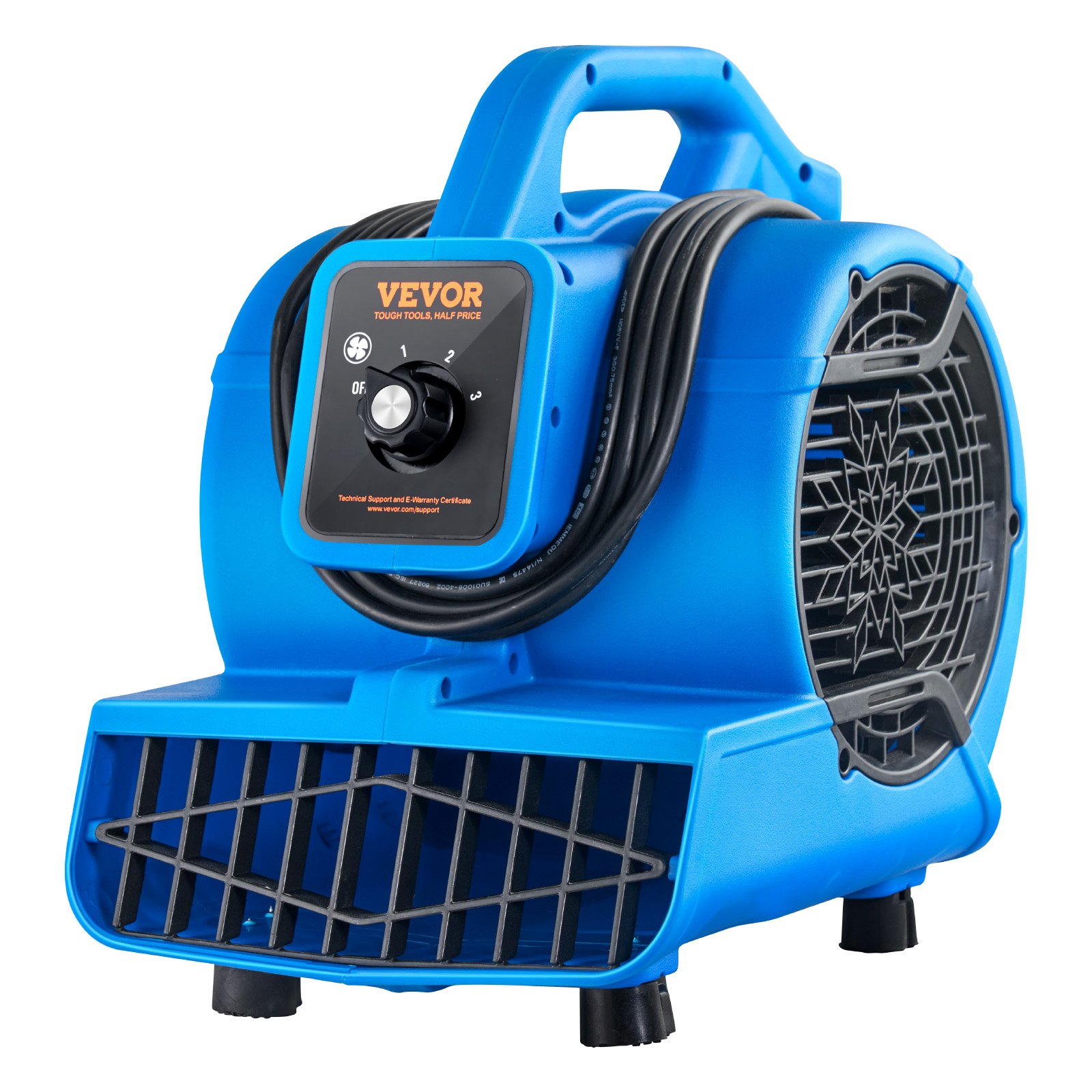 VEVOR Floor Blower 1360 RPM 600 CFM Air Mover with 4 Blowing Angles 3 ...