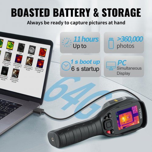 VEVOR Thermal Imaging Camera, 320 x 240 Pixels Super Resolution with 2MP Visual Camera, 25Hz ...