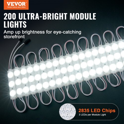 VEVOR 200PCS LED Storefront Lights, 103 ft DC 12V, LED Module Lights ...