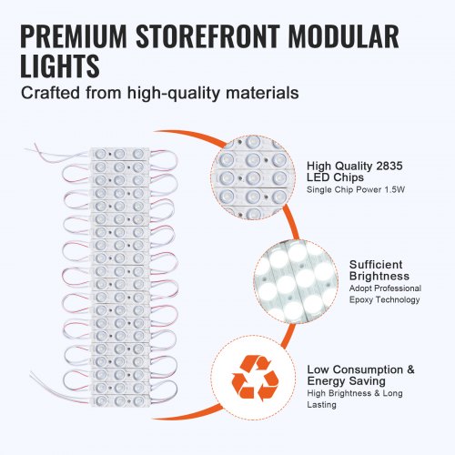VEVOR 200PCS LED Storefront Lights, 103 ft DC 12V, LED Module Lights ...