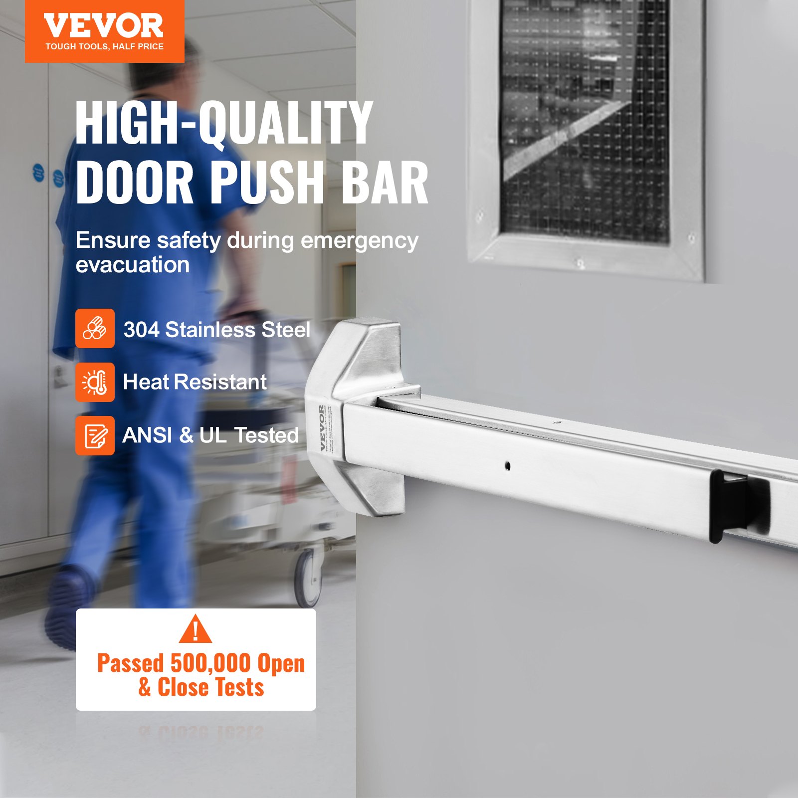 VEVOR VEVOR Push Bar Door Locks, Stainless Steel Panic Bars for Exit ...