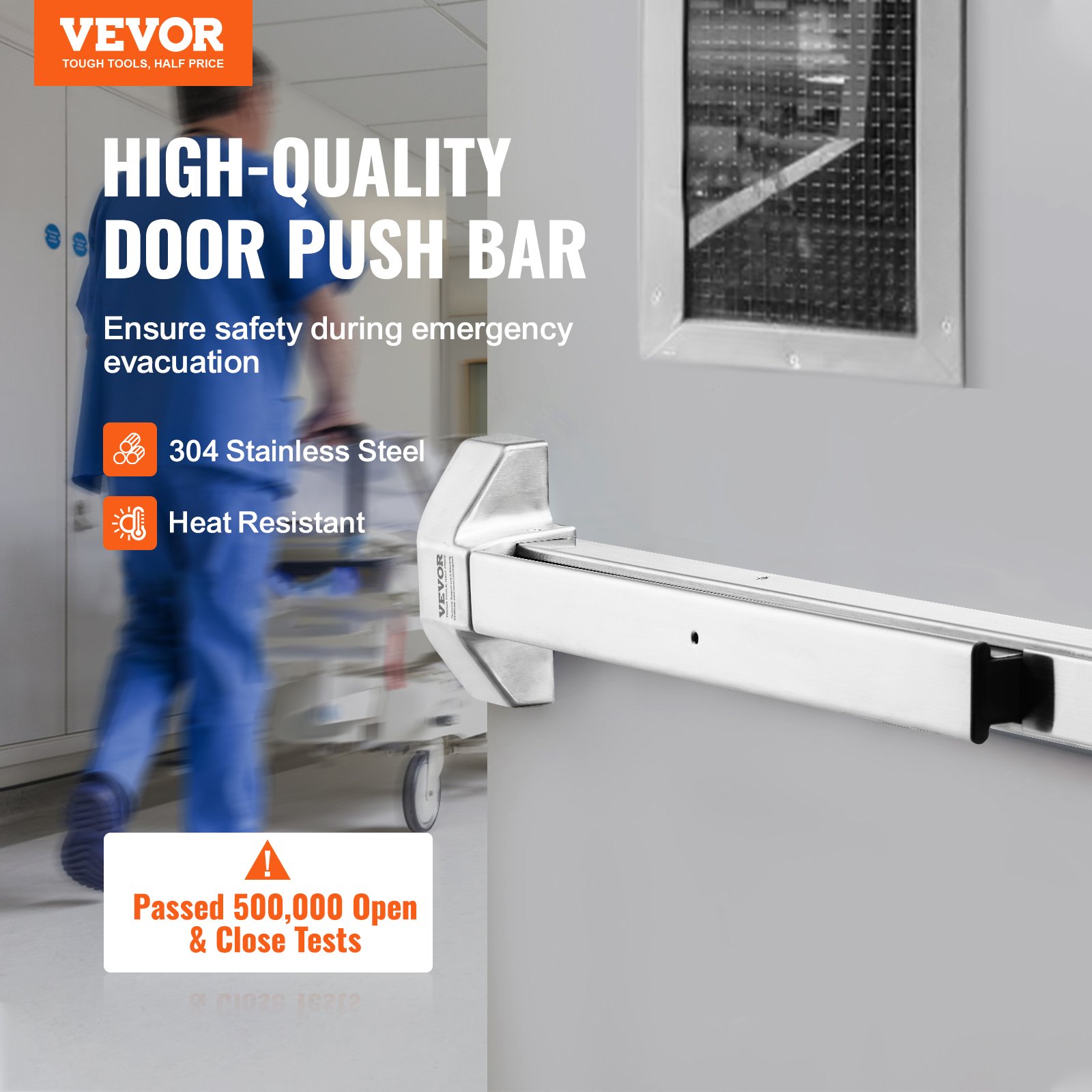 VEVOR Push Bar Door Locks, Stainless Steel Panic Bars for Exit Doors ...