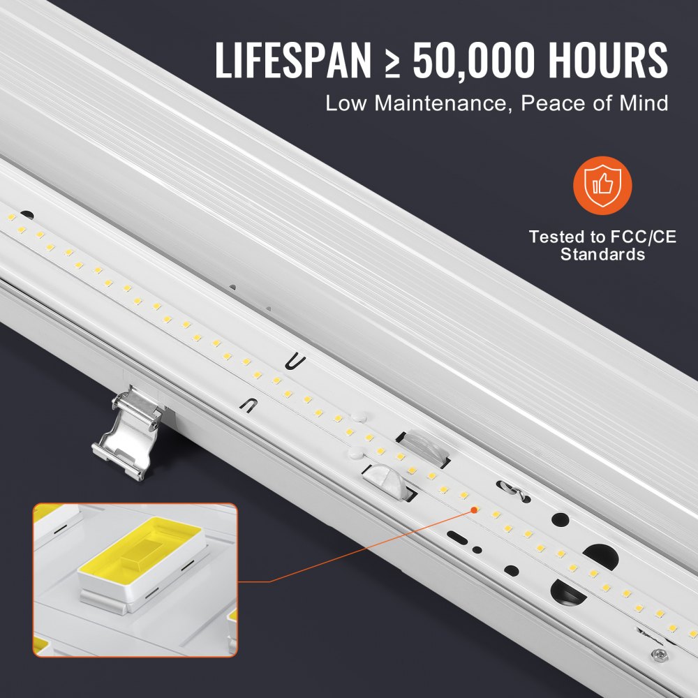 VEVOR 4FT LED Vapor Tight Light, 60W, 7400LM Vapor Proof Light Fixture ...