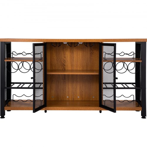 VEVOR Industrial Bar Cabinet, Wine Table for Liquor with Glass Holder ...