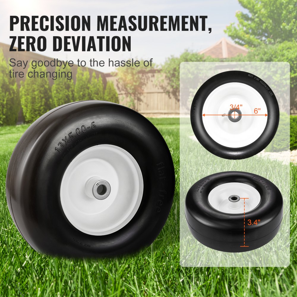 VEVOR Lawn Mower Tires with Rim, 13x5-6" Tubeless Tractor Tires, 2-Pack ...