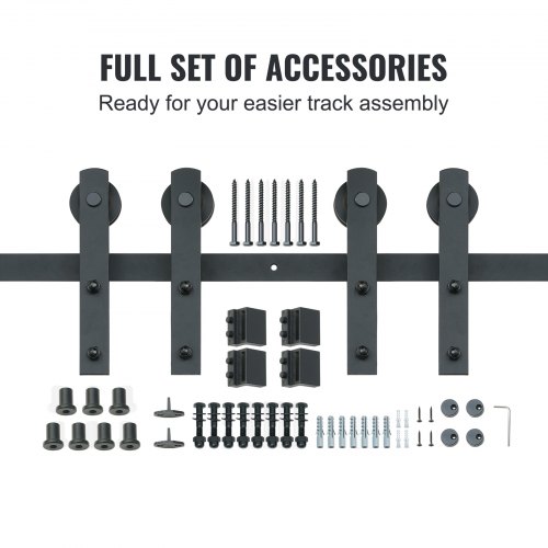 VEVOR 8FT Sliding Barn Door Hardware Kit, 330LBS Heavy Duty Barn Door ...