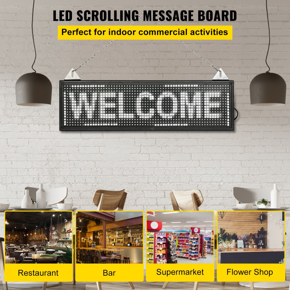 VEVOR LED Scrolling Sign, 27" x 8" WiFi & USB Control P10 Programmable ...