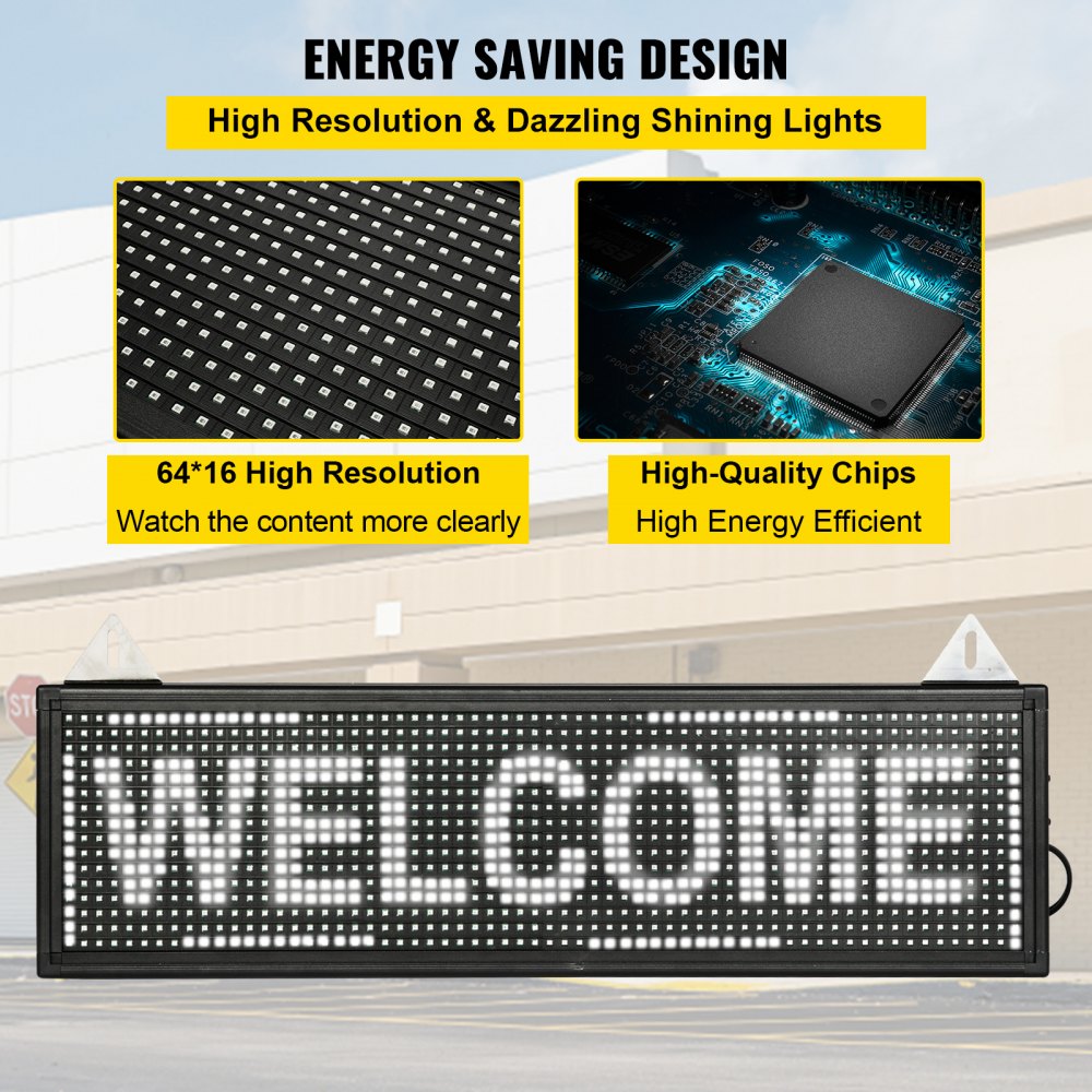 VEVOR LED Scrolling Sign, 27" x 8" WiFi & USB Control P10 Programmable ...