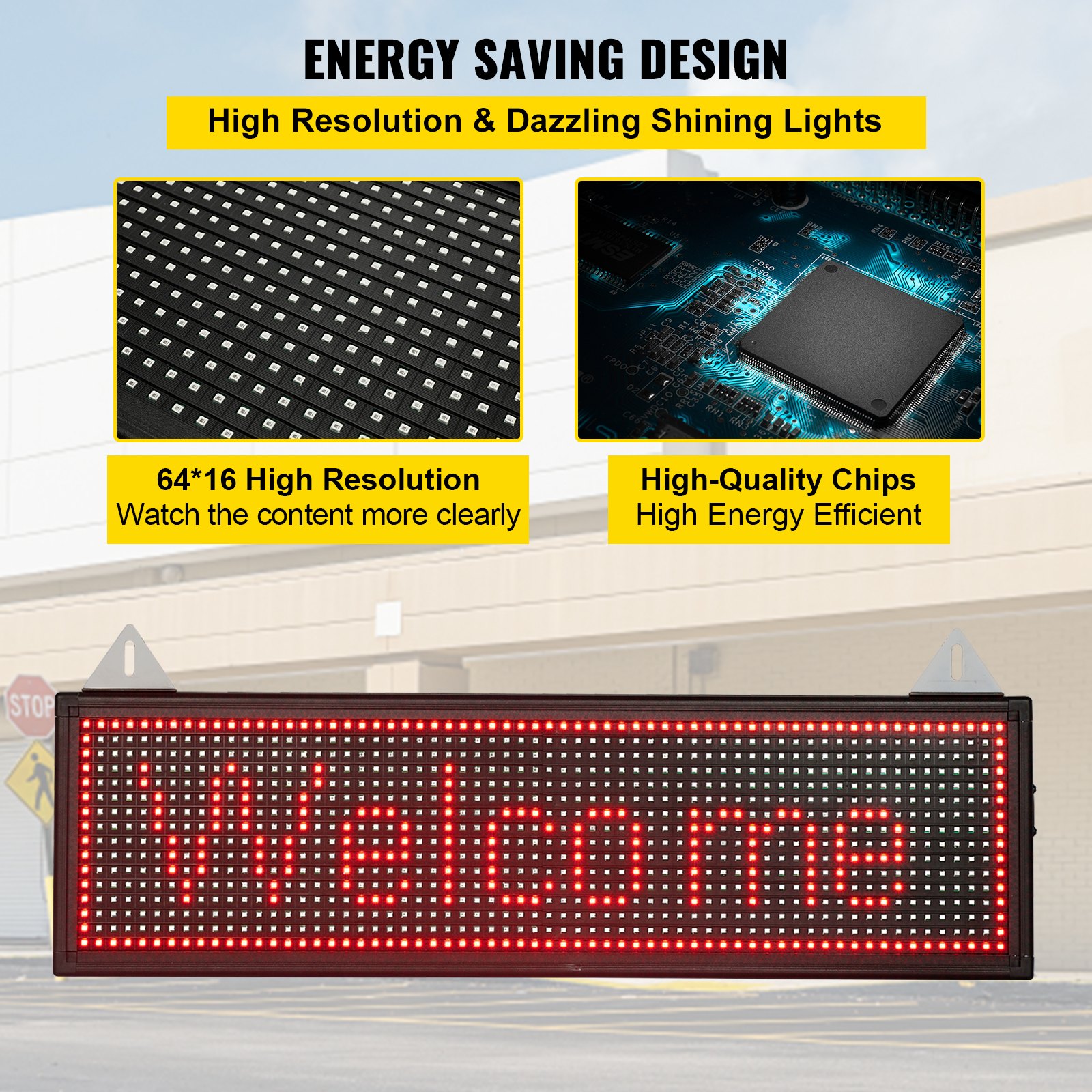 VEVOR LED Scrolling Sign, 27" x 8" WiFi & USB Control P10 Programmable ...