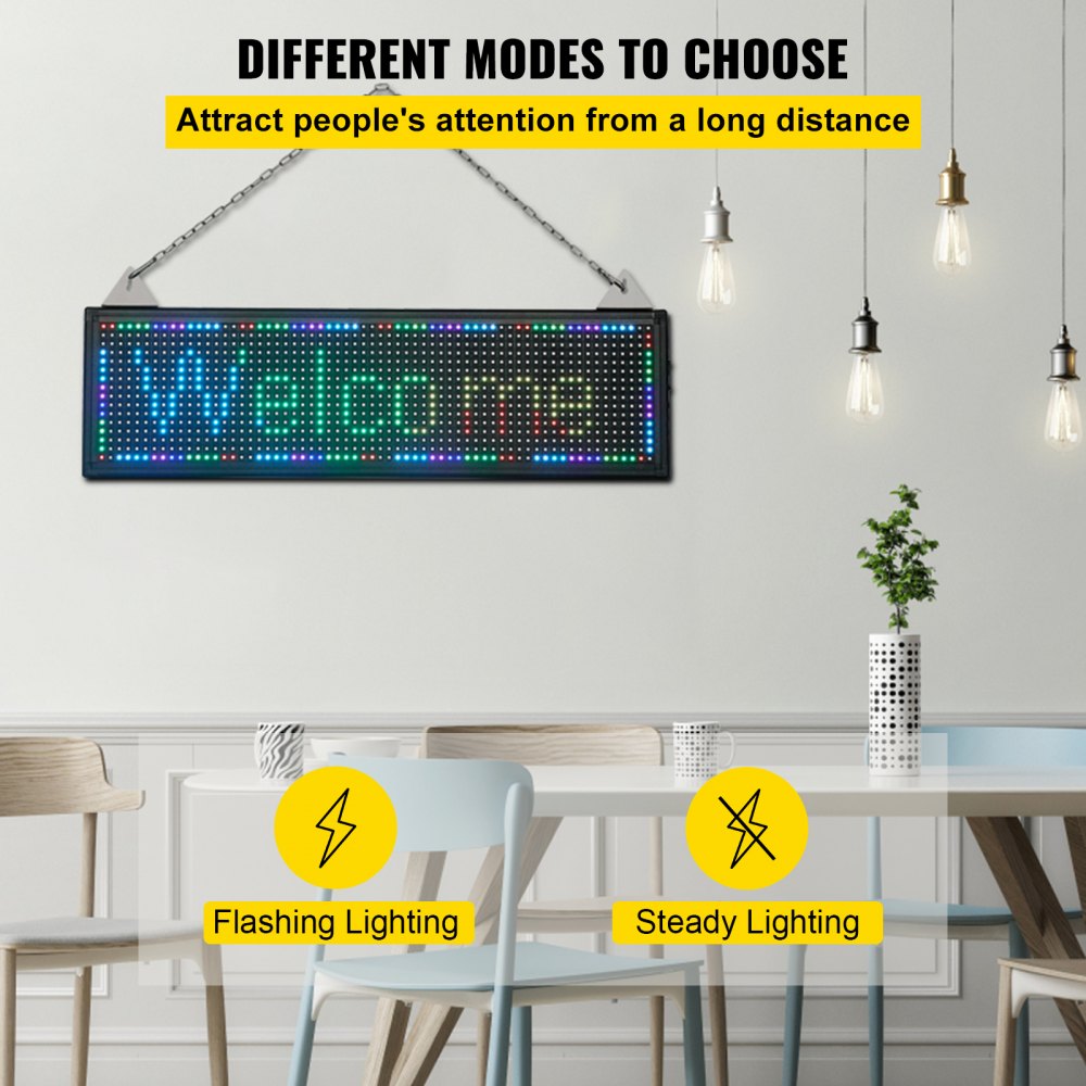 VEVOR LED Scrolling Sign, 27" x 8" WiFi & USB Control, Full Color P10 ...