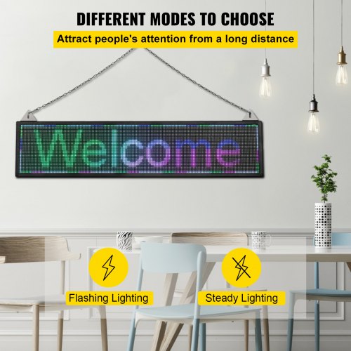 VEVOR LED Scrolling Sign, 40" x 9" WiFi & USB Control P6 Programmable ...